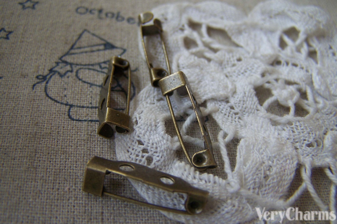 50 Pcs of Antique Bronze Brooch Back Bar Pins 20mm A4239 - Etsy