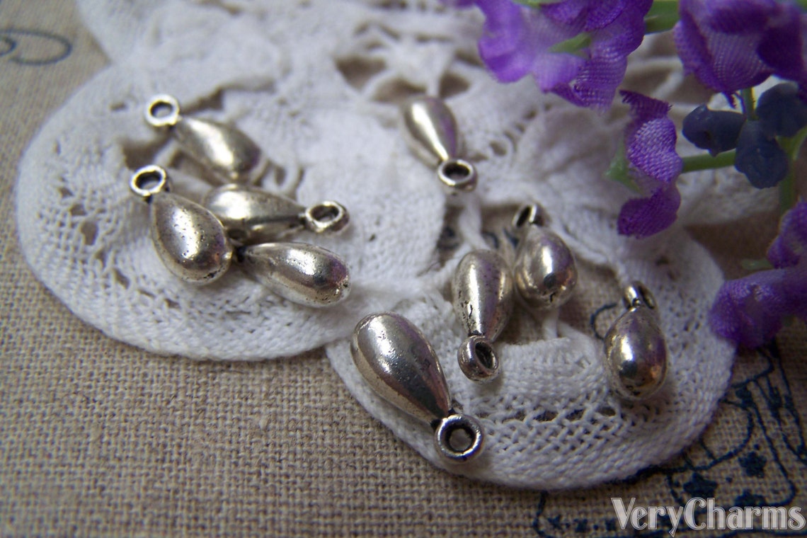 50 Pcs Antique Silve Fat Rain Drop Teardrop Charms 5x9mm A970 - Etsy