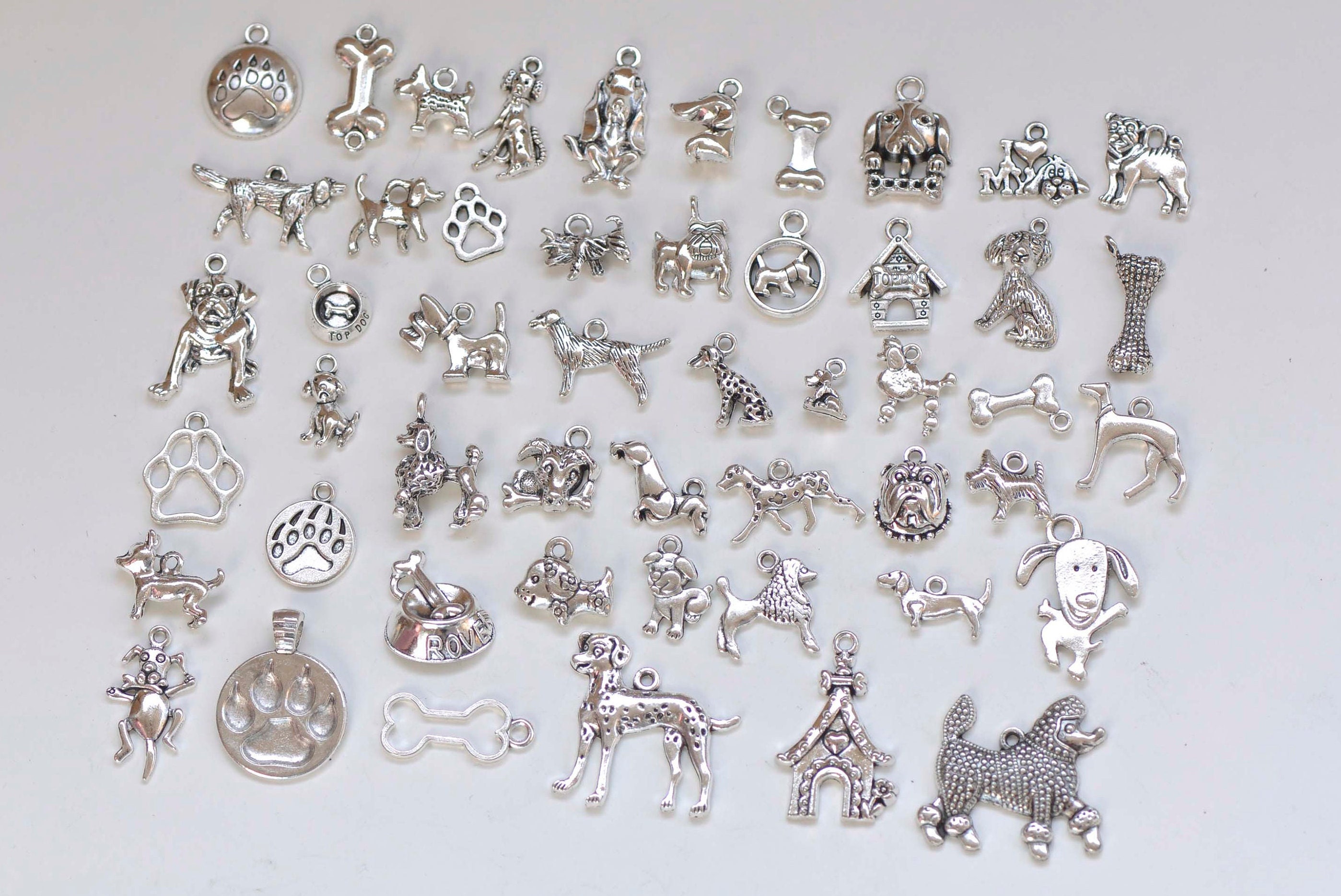 Antique Silver Dog Pet Themed Charms Mixed Styles Set of 50 - Etsy