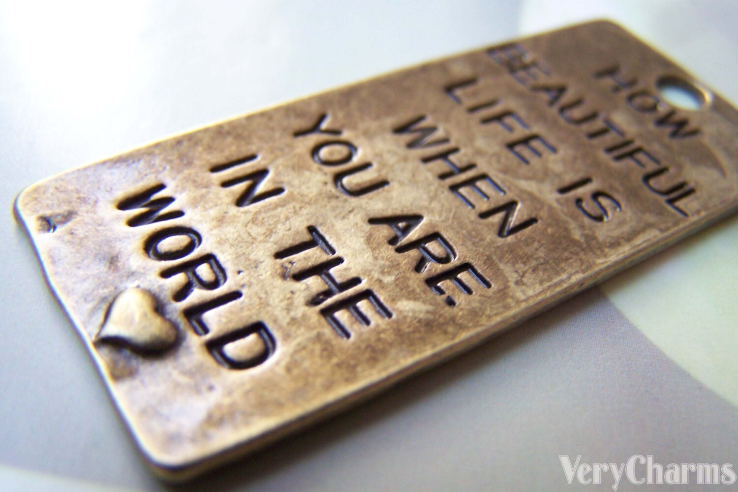 6 Pcs of Antique Bronze Rectangular Heart Pendants Charms - Etsy