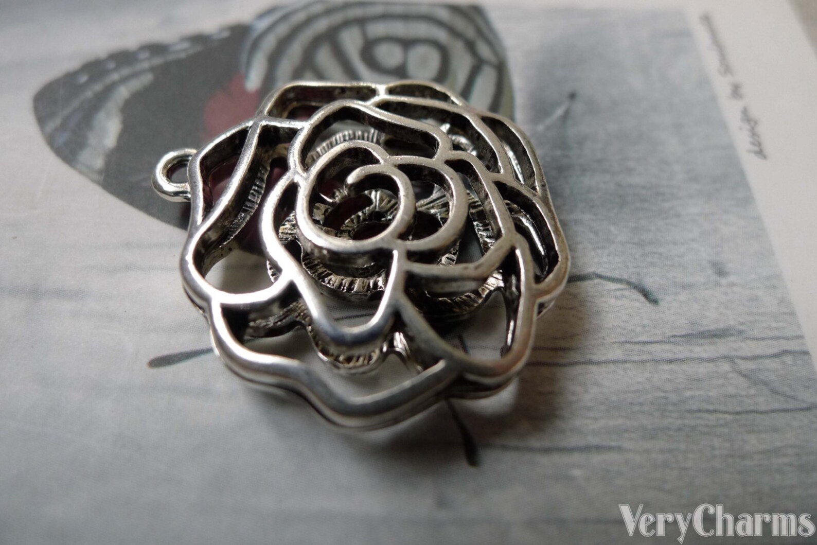 5 Pcs of Antique Silver 3D Filigree Rose Flower Charms | Etsy