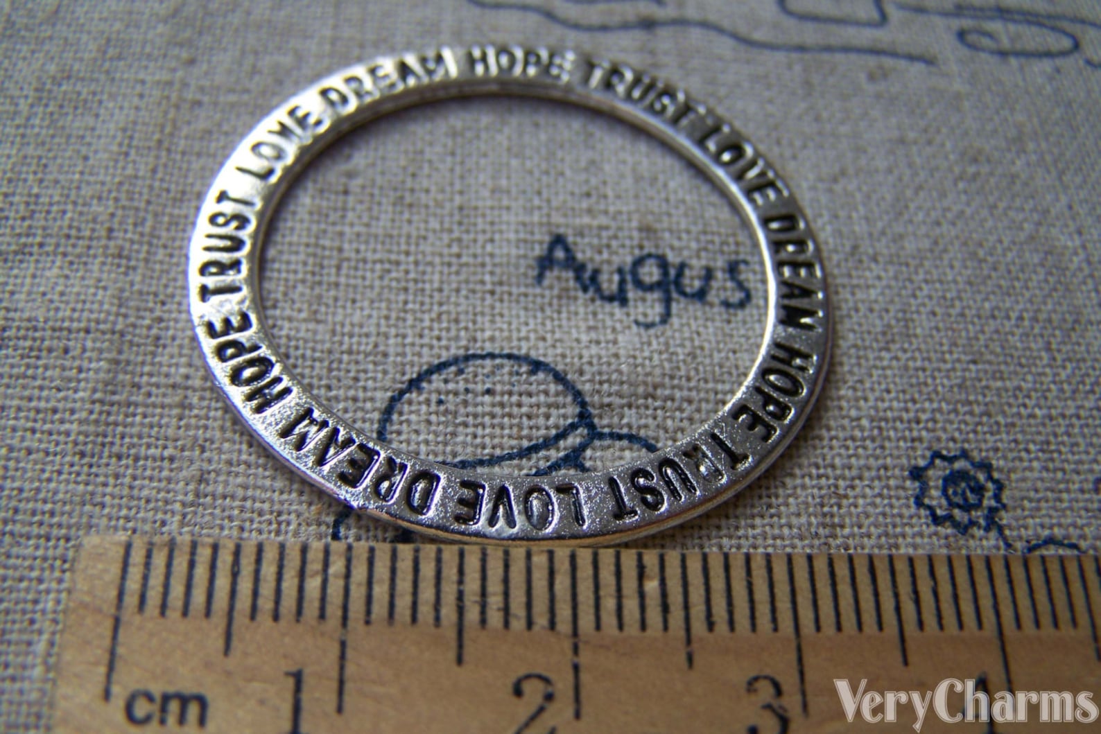 10 Pcs of Antique Silver Textured Round Circle Ring Charms | Etsy