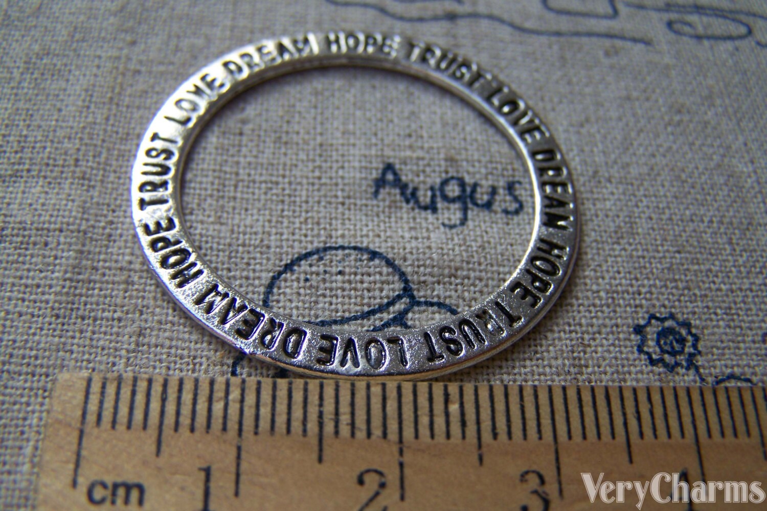 10 Pcs of Antique Silver Textured Round Circle Ring Charms | Etsy