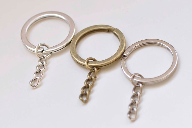 10 Pcs Simple Keychain Fob Key Ring With Short Extension Chain - Etsy