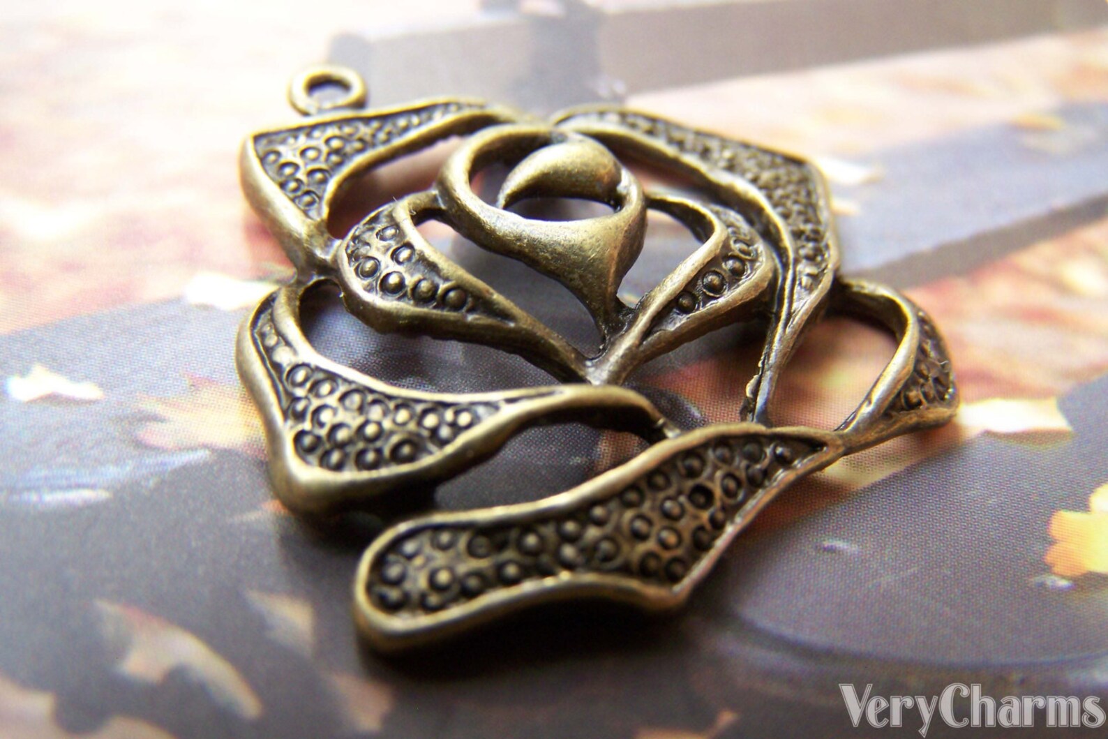 10 Pcs of Antique Bronze Filigree Rose Flower Charms 29x30mm | Etsy