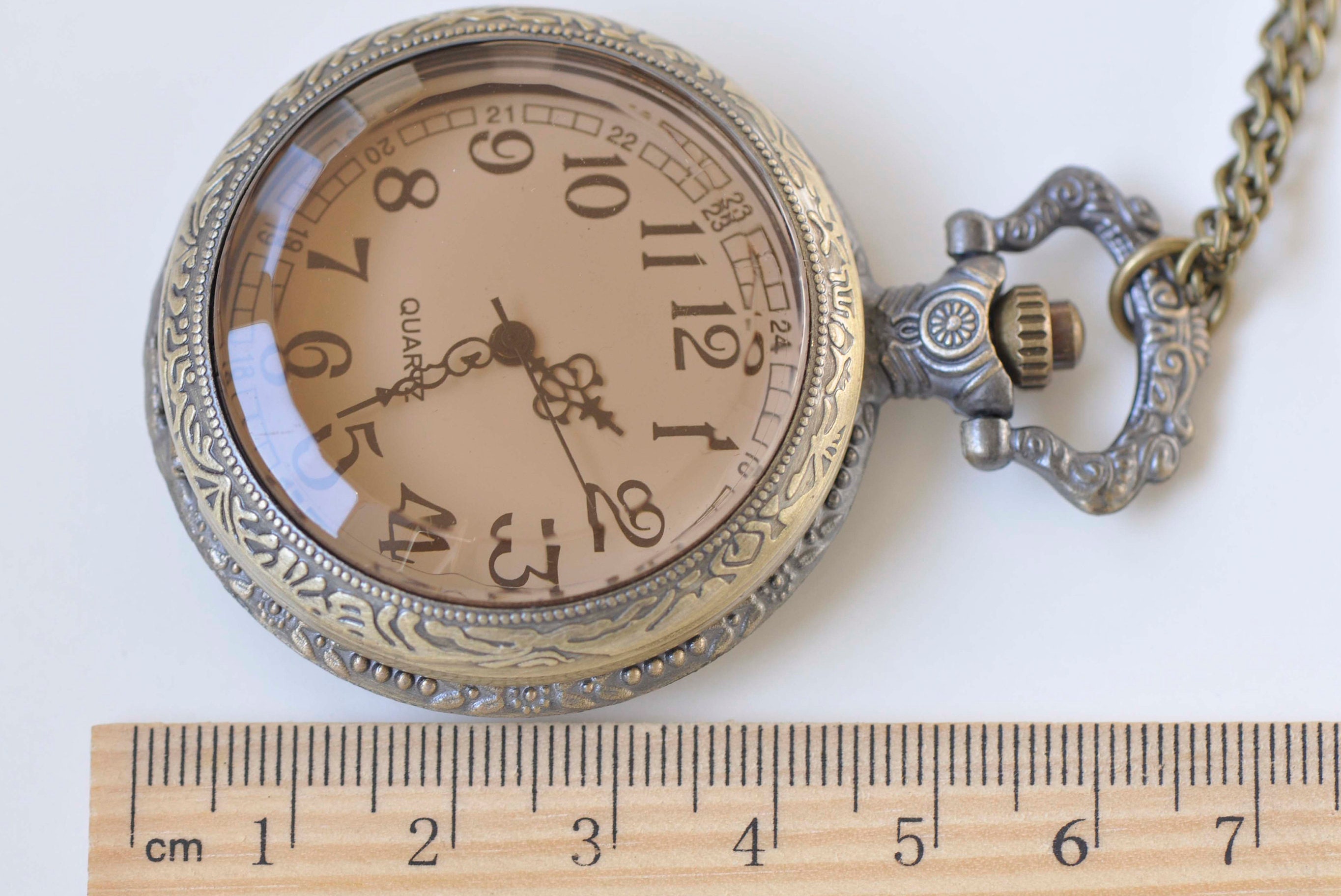 1 PC Antique Bronze Round Faceted Glass Cover Pocket Watch | Etsy