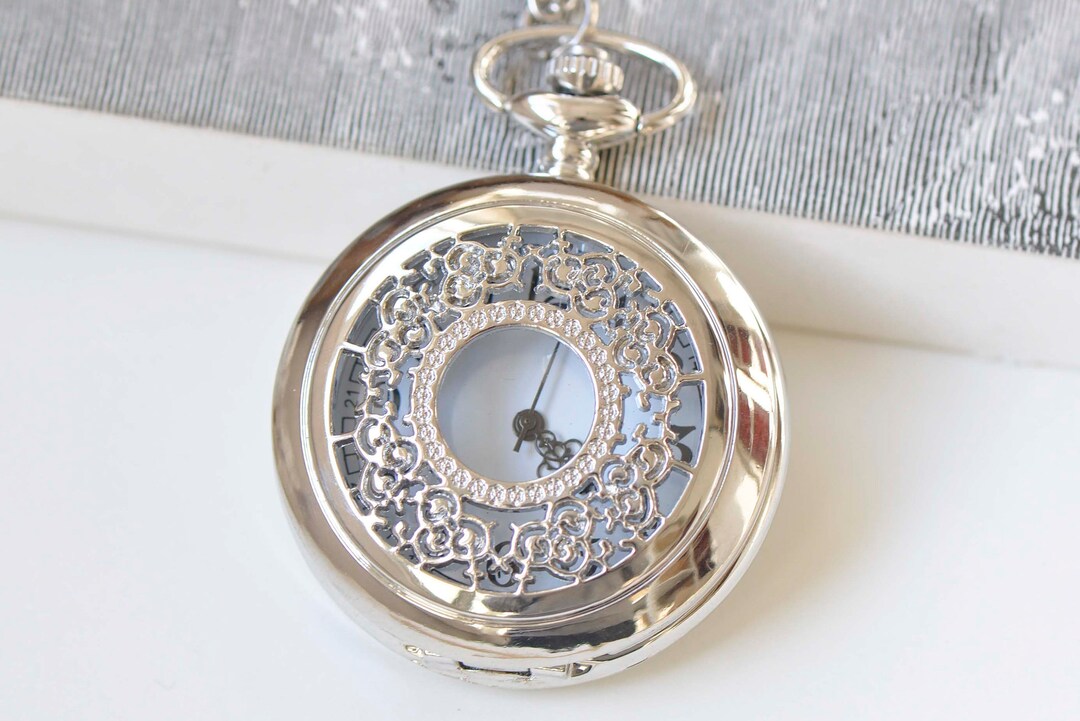 1 PC Platinum Filigree Pocket Watch Pendant Size 47mm A5406 - Etsy