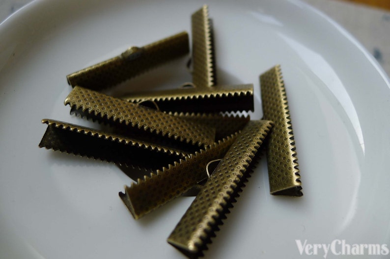 50 Pcs of Antique Bronze Brass Ribbon Ends Clamps Fasteners | Etsy