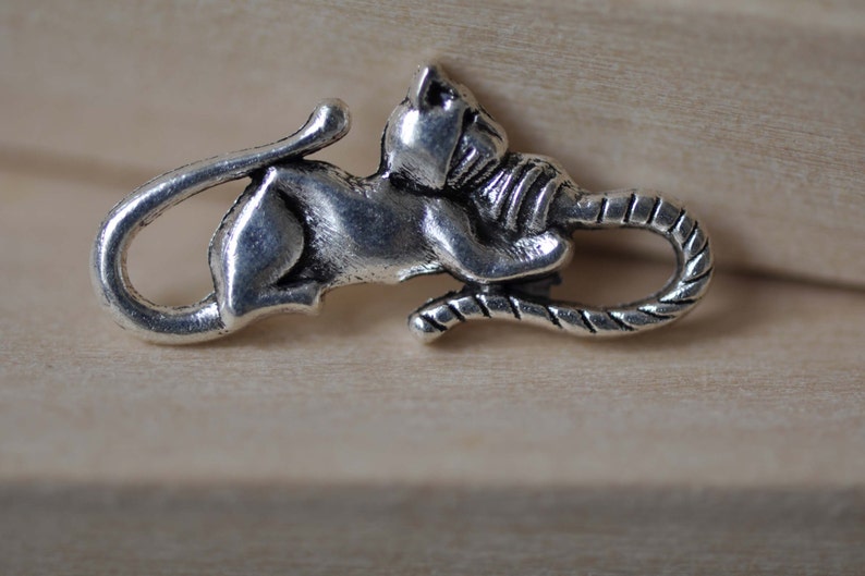 Cat Connector Wool Ball Charms Antique Silver Finish 12x27mm | Etsy