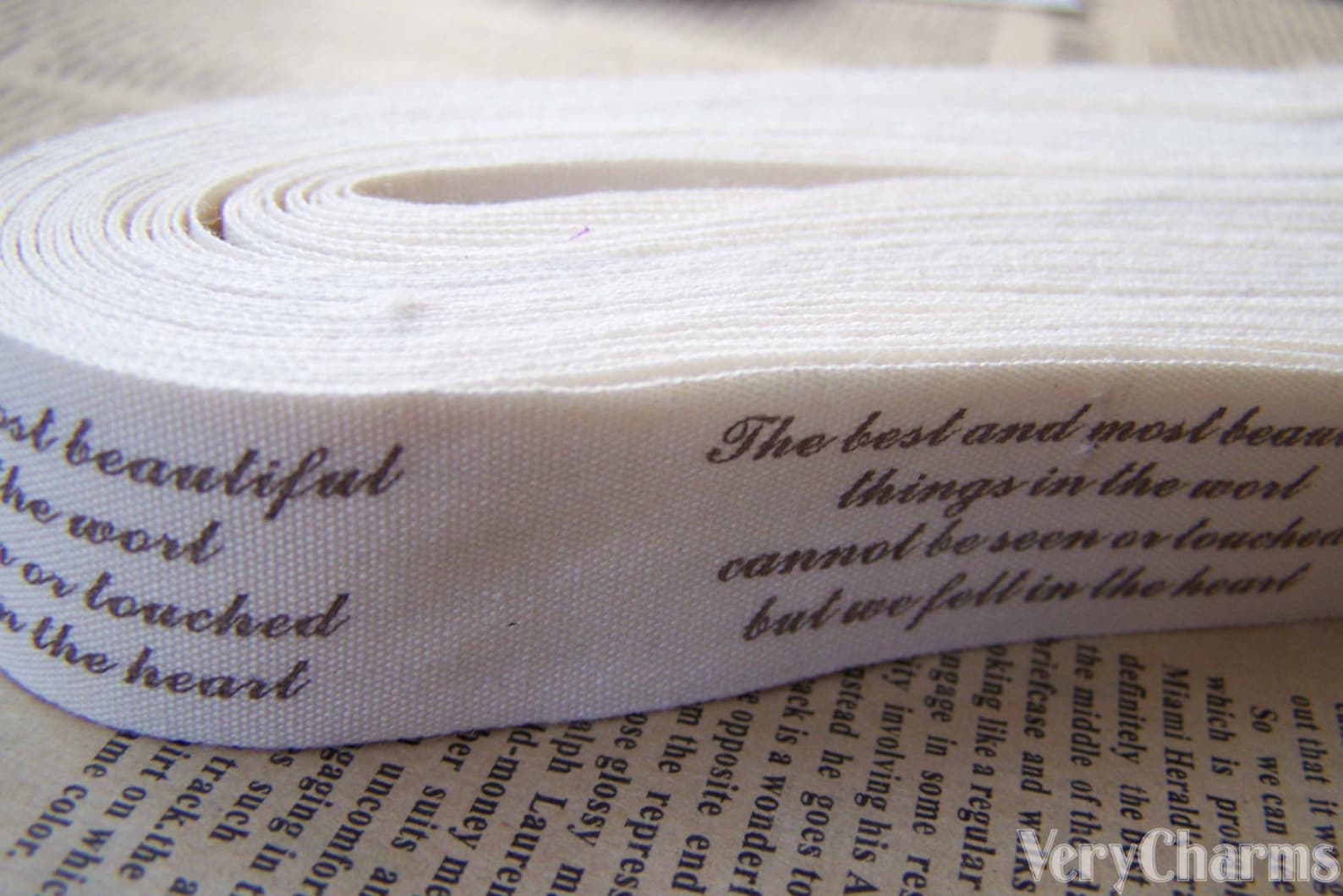 Cotton Ribbon English Handwriting Fabric Label Ribbon Print - Etsy