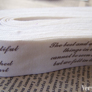 Cotton Ribbon English Handwriting Fabric Label Ribbon Print String Set ...
