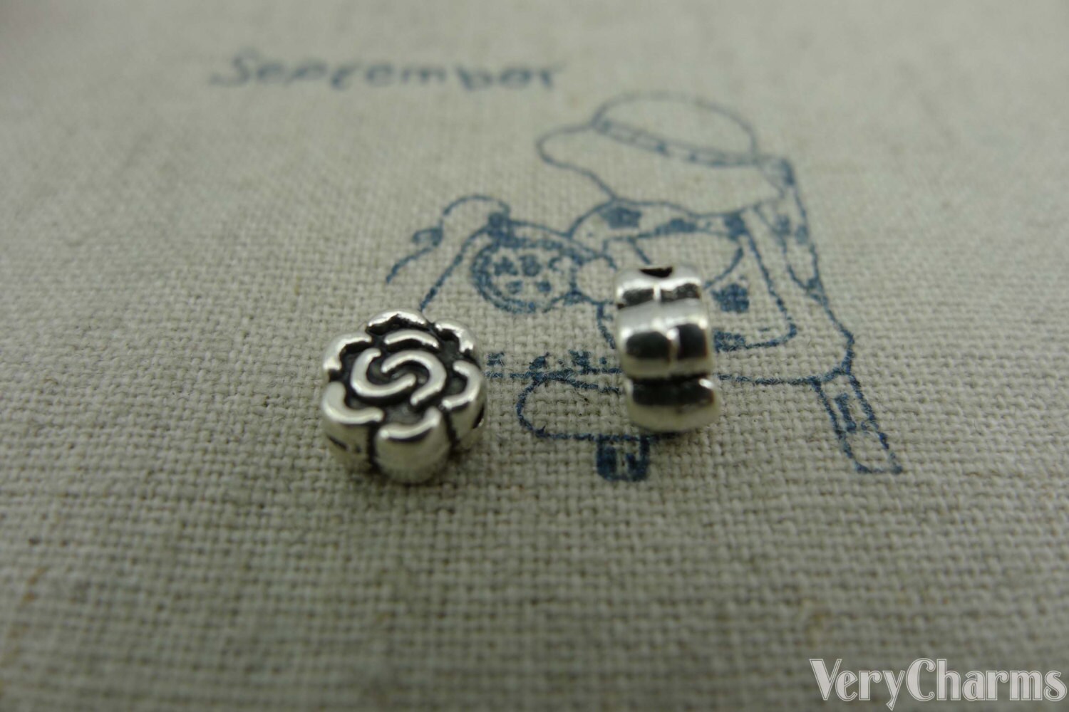 50 Pcs Antique Silver Rondelle Rose Flower Beads 3x7mm A1063 - Etsy
