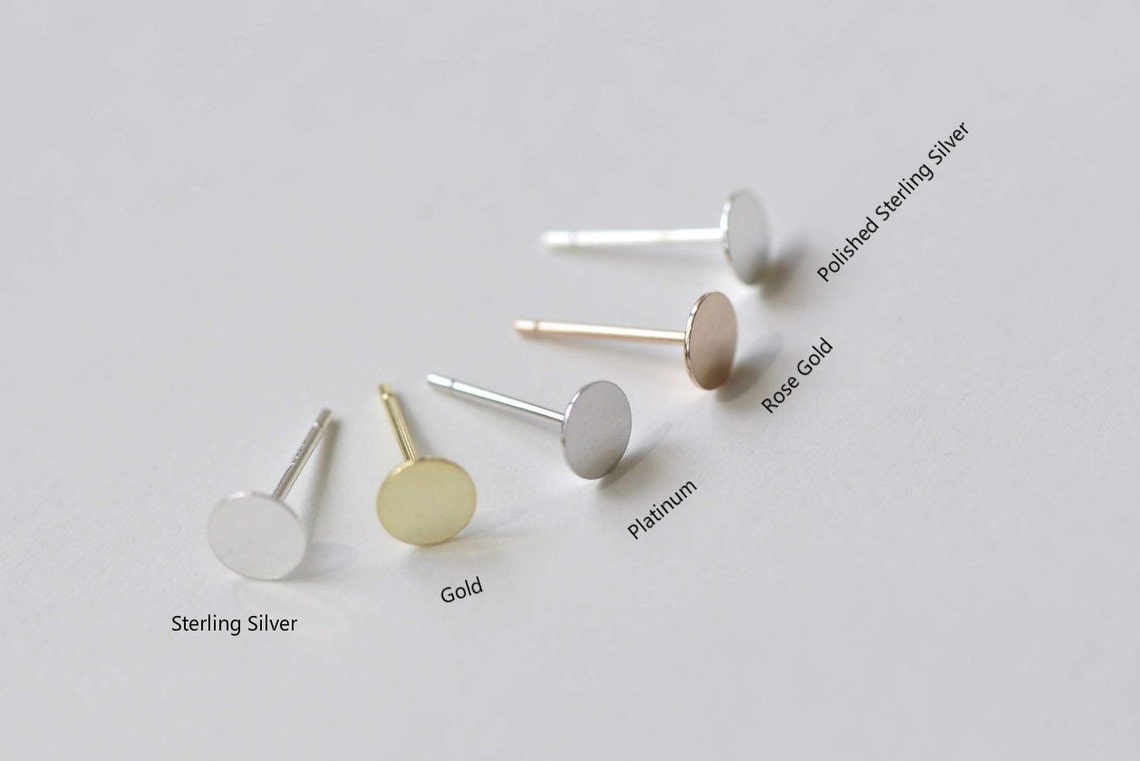 8 Pcs 925 Sterling Silver Vermeil Flat Pad Earring Stud Post Findings ...