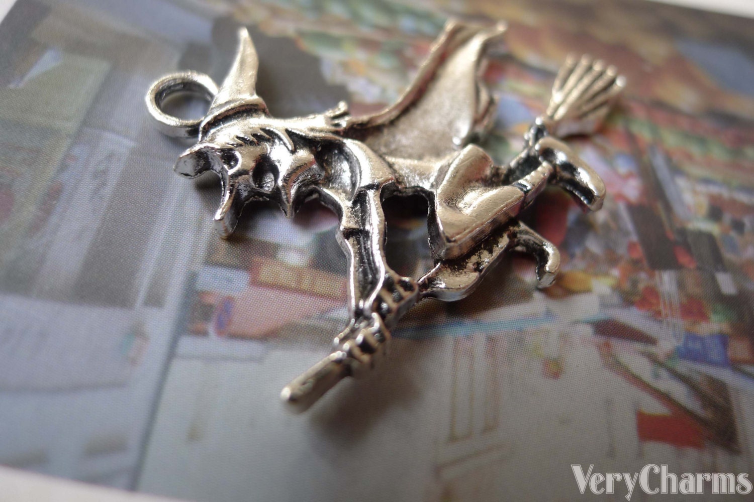 10 Pcs Antique Silver Wicked Witch Broom Charms 35x38mm A7317 | Etsy