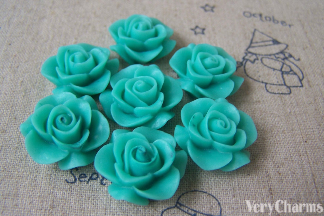 10 Pcs of Resin Light Green Round Flower Cameo 21mm A4650 - Etsy