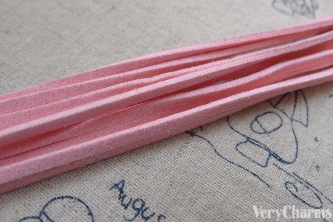 10 Meters of Square Light Pink Suede Faux Leather Ribbon Cords String ...
