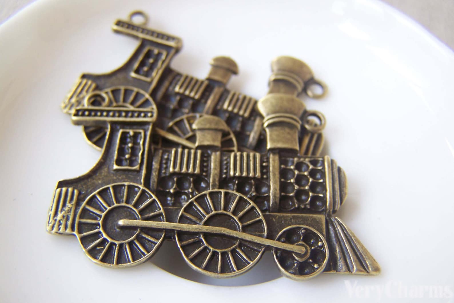 8 Pcs of Antique Bronze Train Head Connector Pendants 31x45mm | Etsy