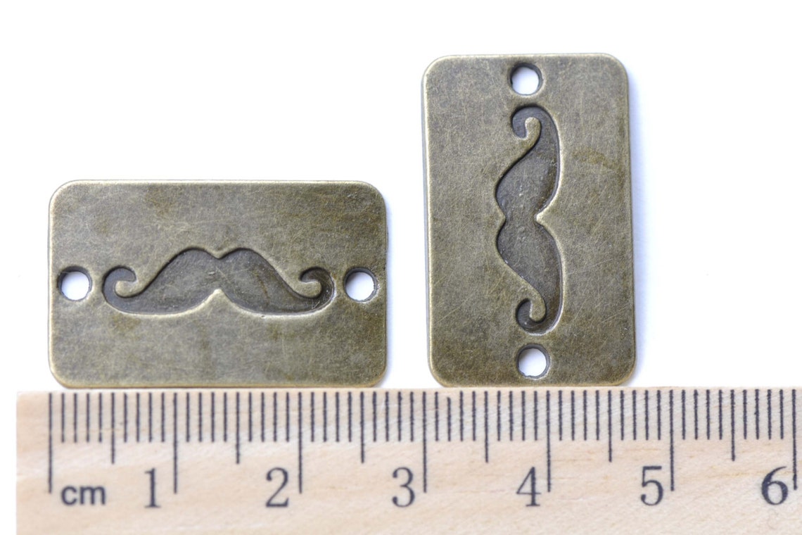 Moustache Connector Antique Bronze Rectangle Bracelet Charms - Etsy