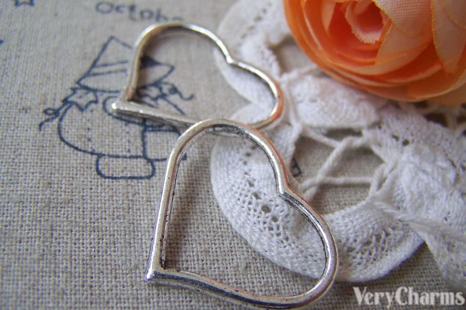 10 Pcs Antique Silver Heart Frame Charms 22x28mm A2724 - Etsy