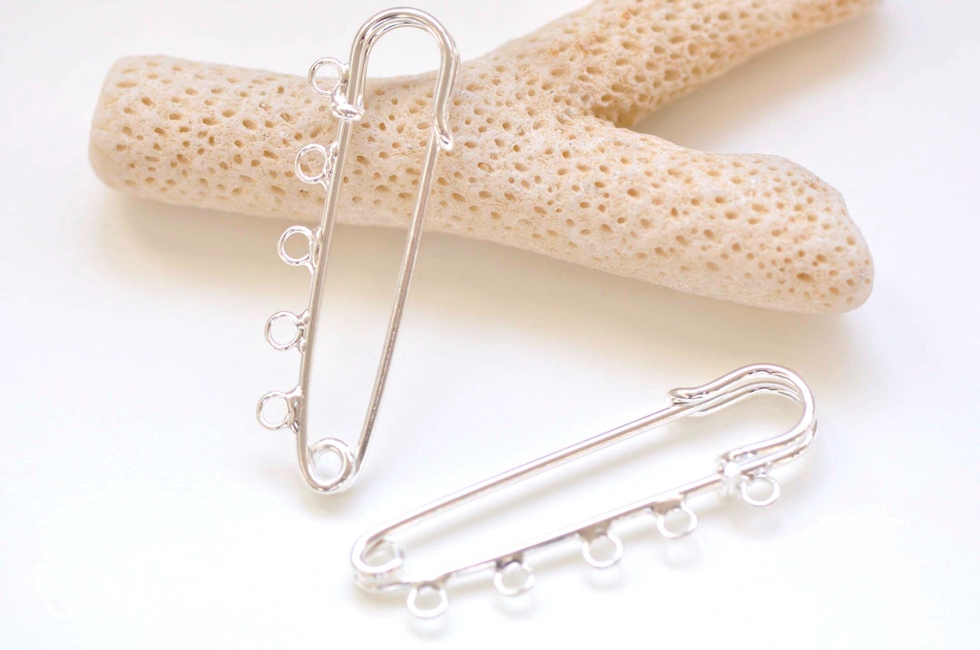 Shiny Silver Kilt Pins Five Loops Safety Pin Broochs 13x50mm Set of 10 ...
