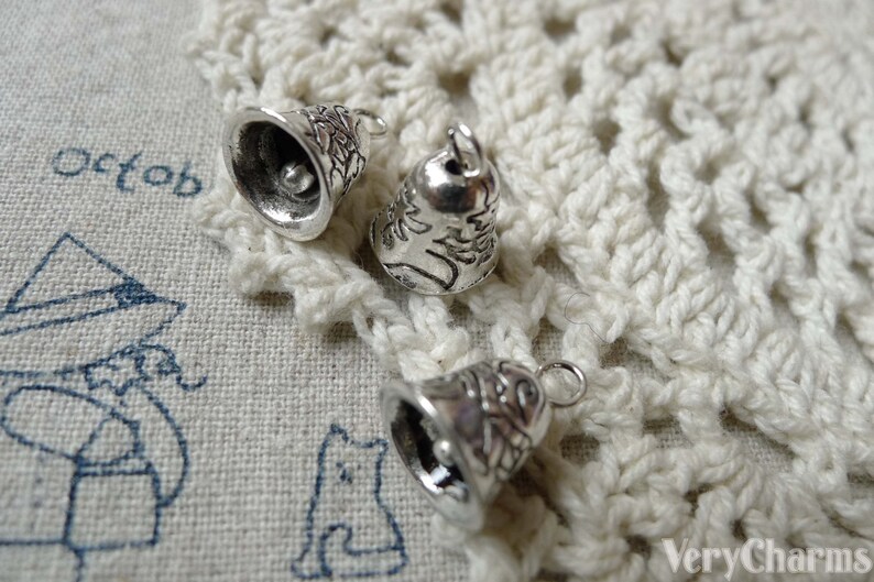 10 Pcs of Antique Silver Toll Bell Pendants Charms 9x9mm A6471 - Etsy