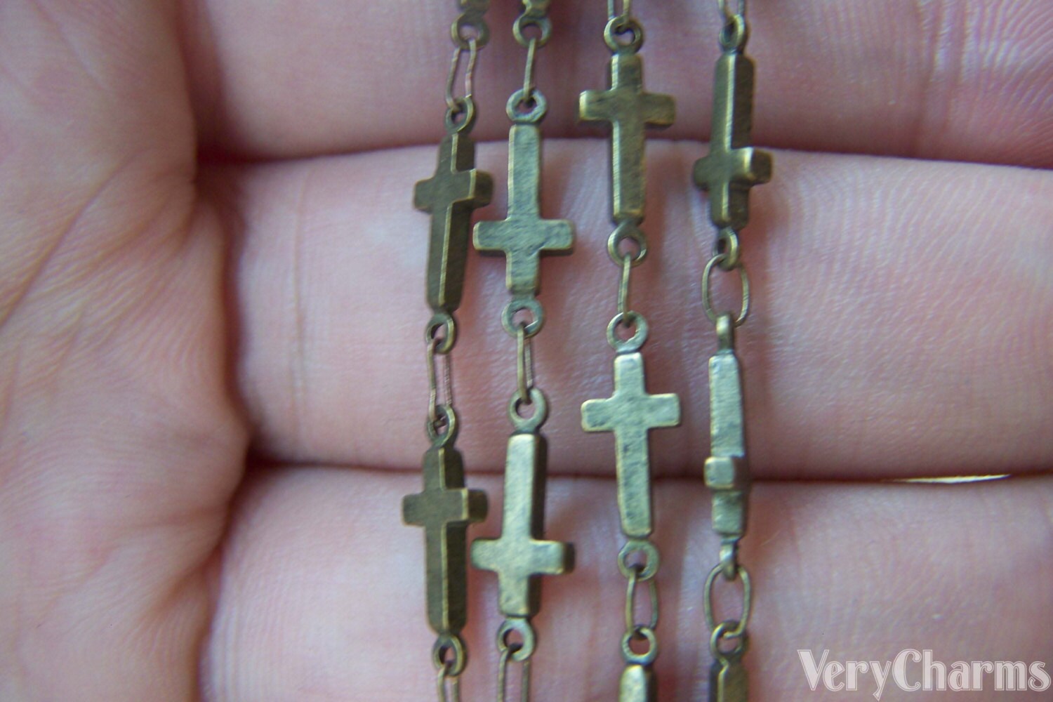 Sideways Cross Chain Antique Bronze Brass Cross Soldered Links - Etsy