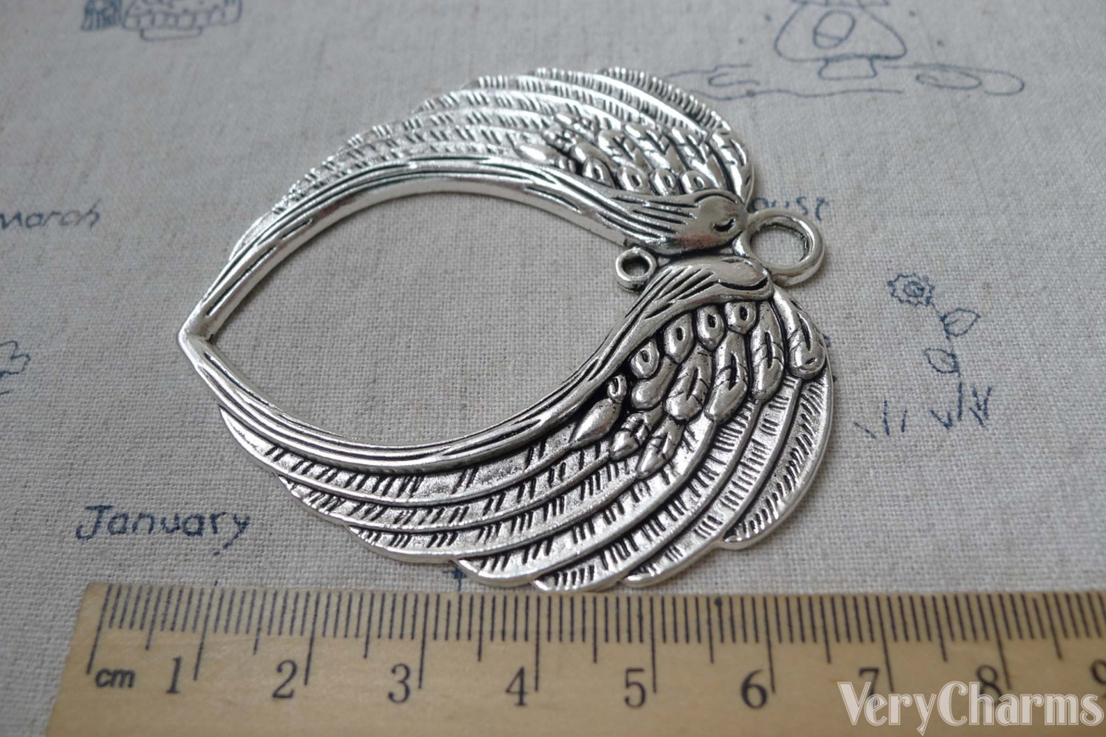 Large Angel Wings Connectors Antique Silver Pendants 68x73mm | Etsy