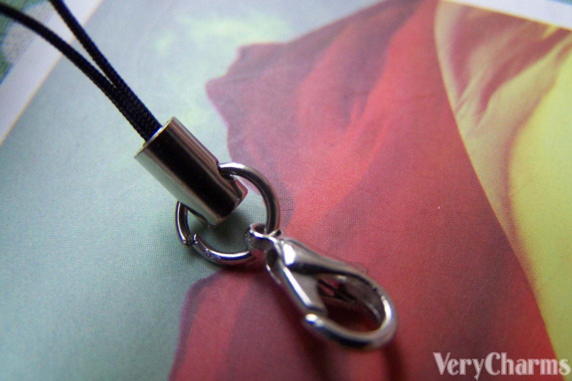 Black Strap Lariat Lanyard With 10mm Silver Lobster Clasp Cell - Etsy