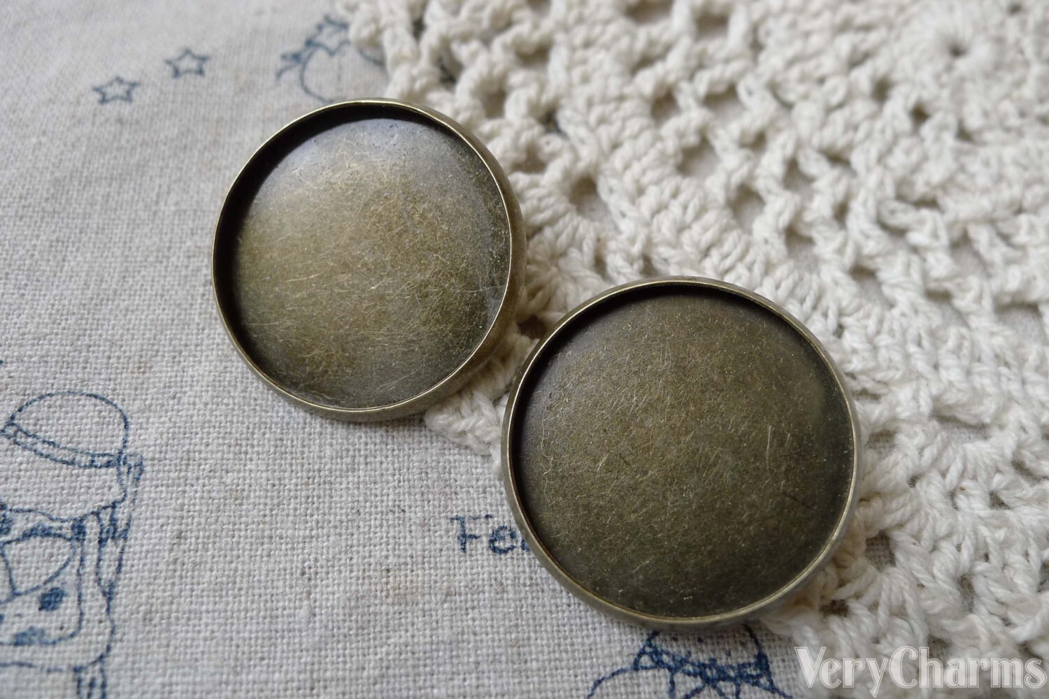 10 Pcs Antique Bronze Brass Round Base Bezel Brooch Back Match - Etsy
