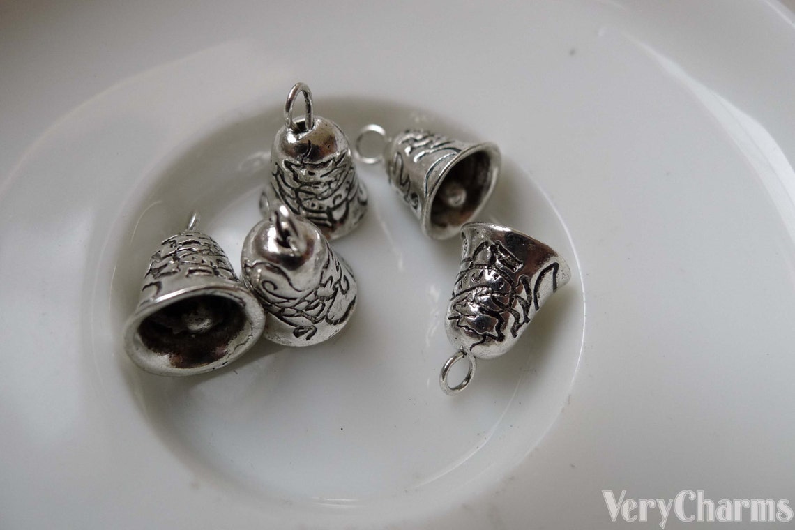 10 Pcs of Antique Silver Toll Bell Pendants Charms 9x9mm A6471 - Etsy