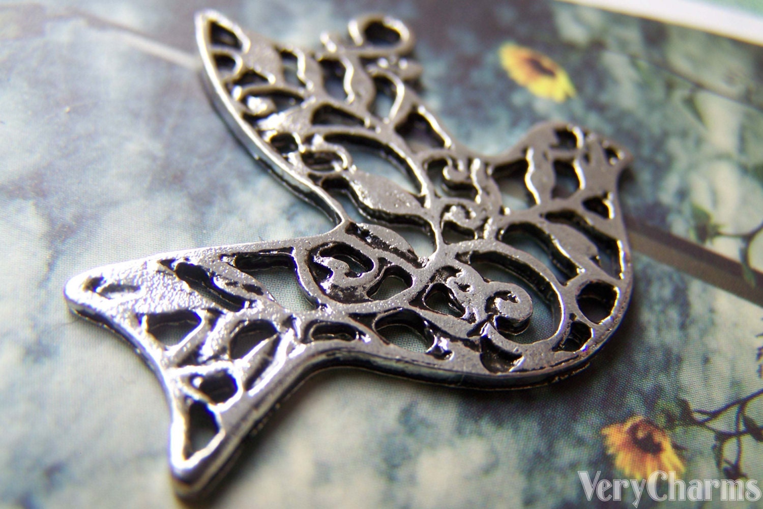 Filigree Branch Dove Antique Silver Swirl Peace Bird Pigeon - Etsy