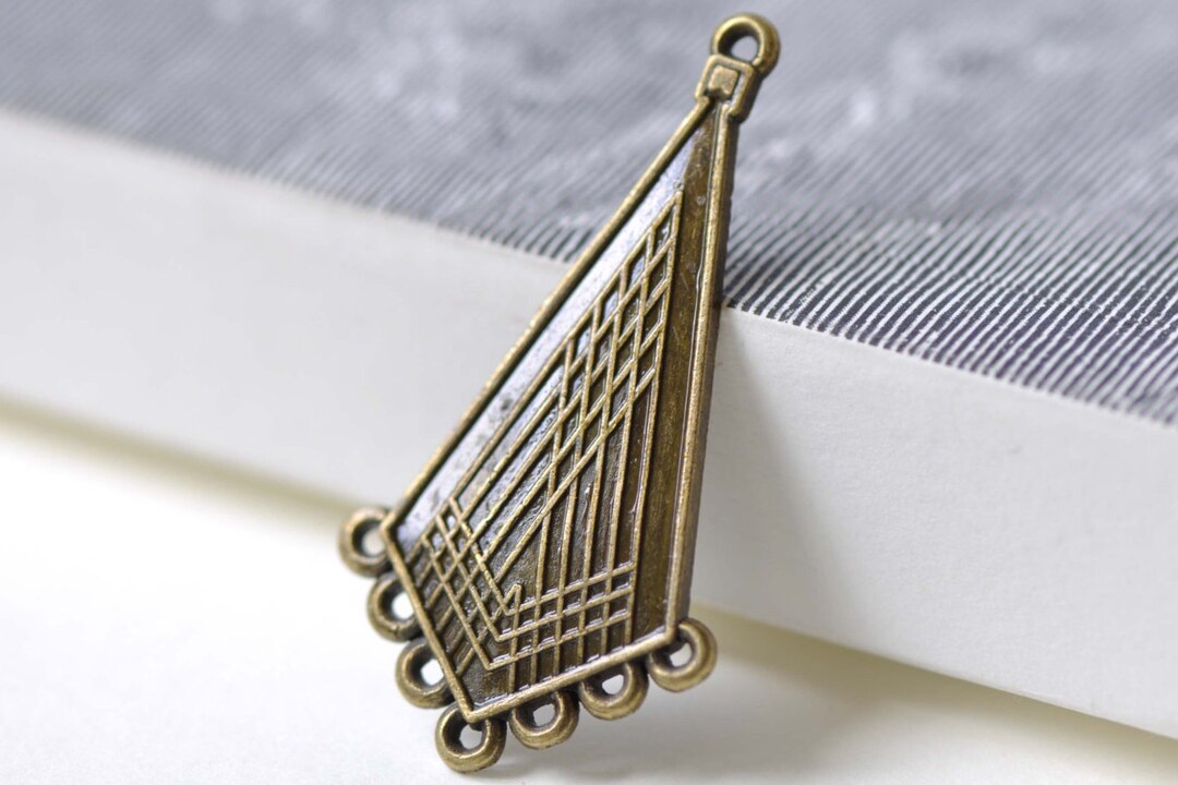 Diamond Shape Chandelier Earring Antique Bronze Rhombus Boho Patterned ...