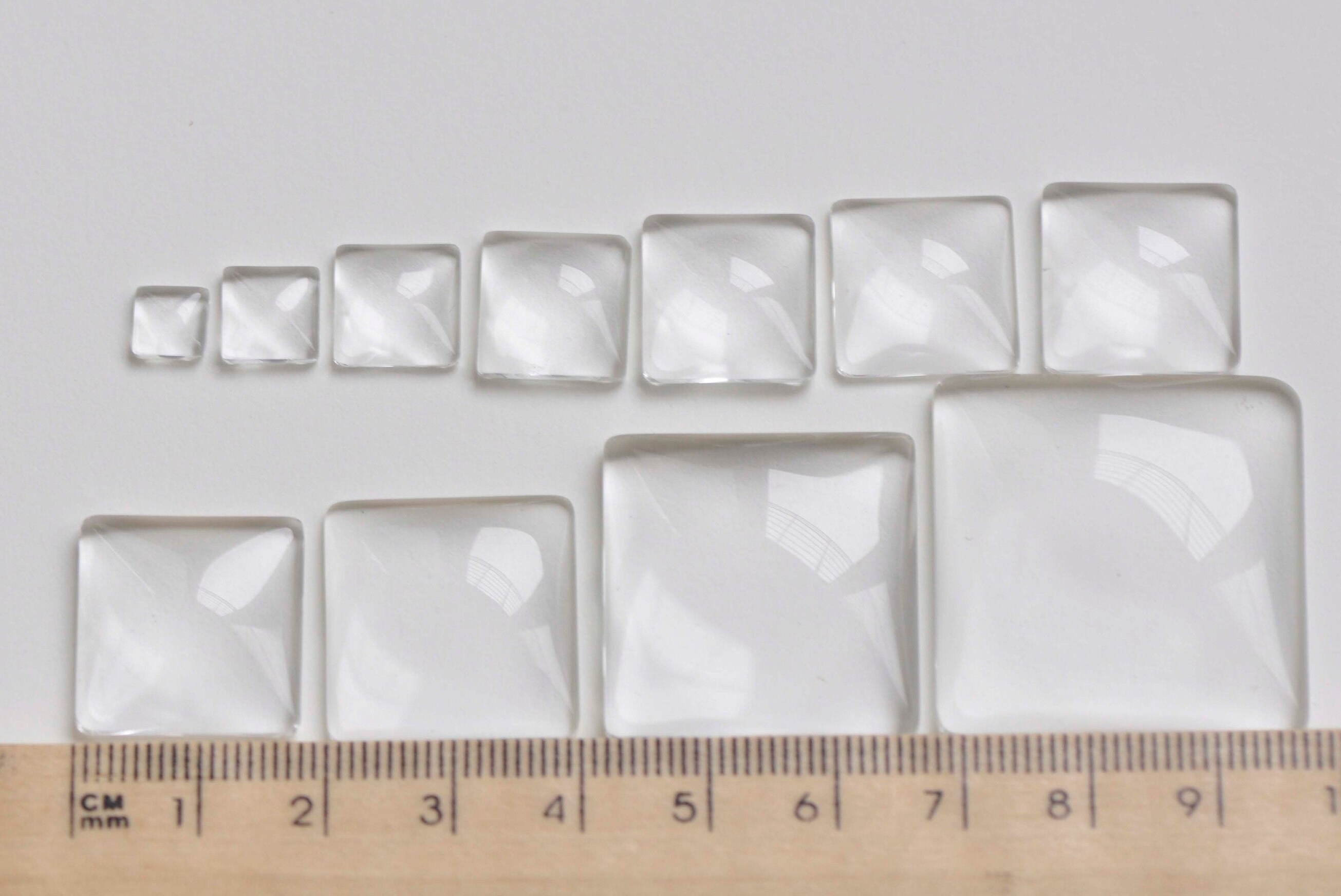 Clear Glass Dome Square Cabochon Cameo 6mm/8mm/10mm/12mm/14mm/15mm/16mm ...