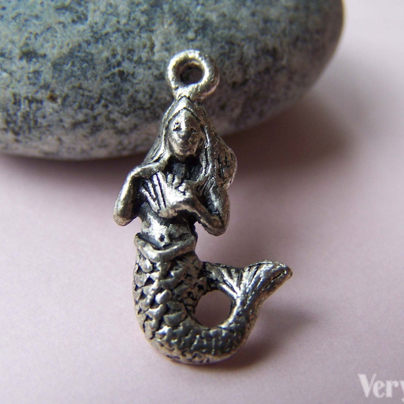 Silver Mermaid Charm - Etsy