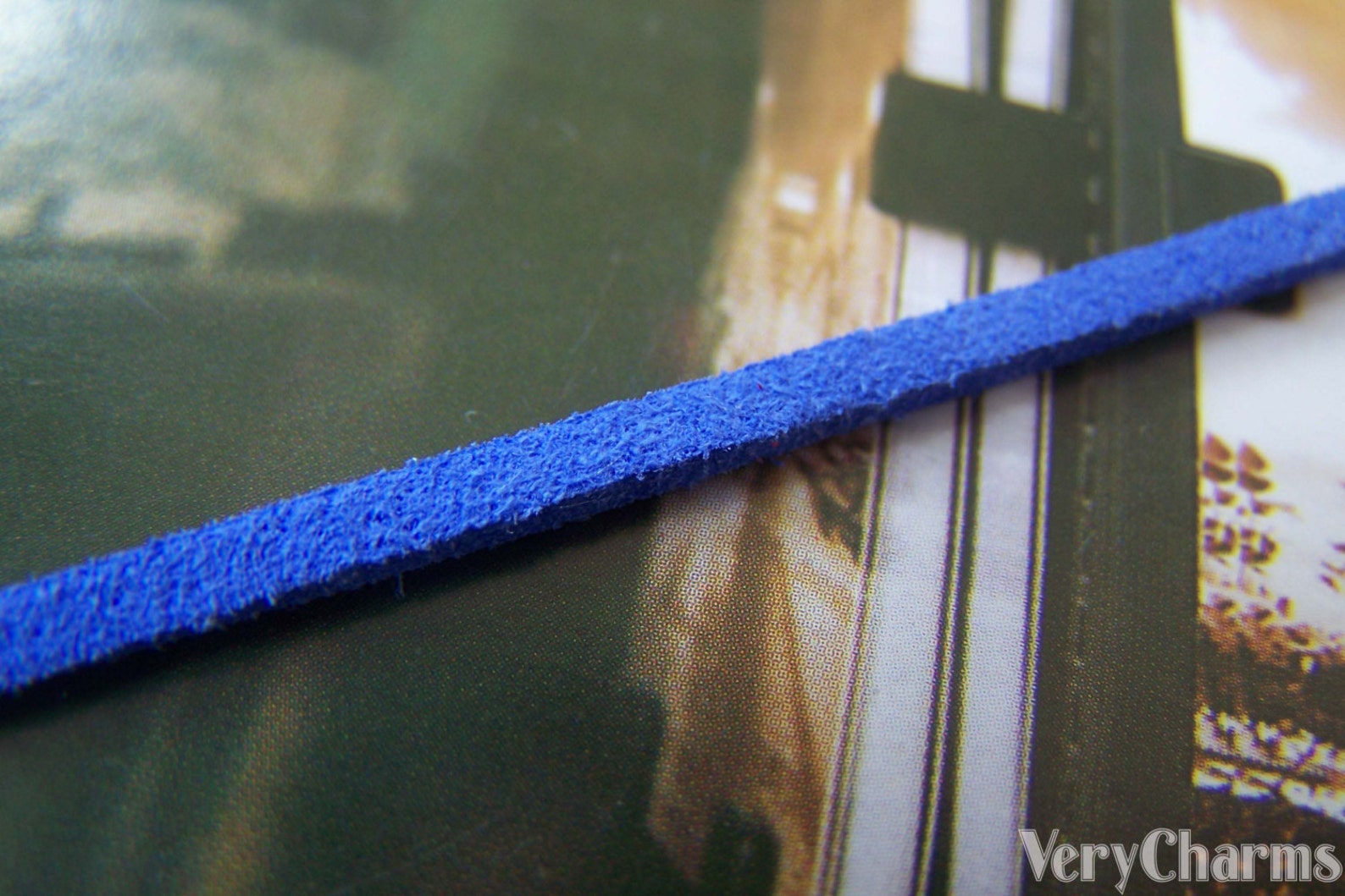 10 Meters of Square Blue Suede Faux Leather Ribbon Cords String A4342 ...