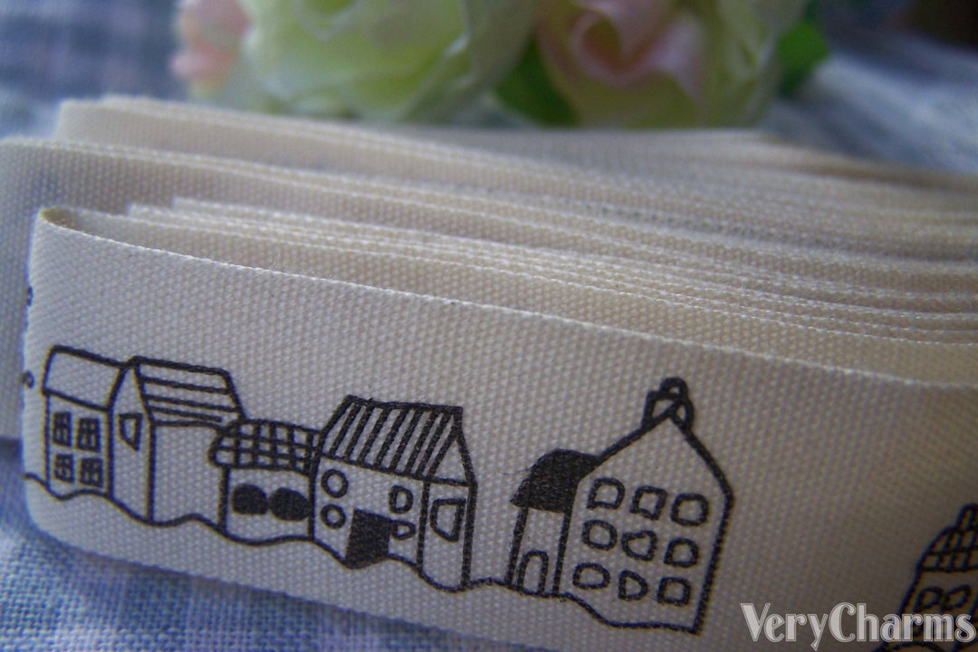 Cotton Ribbon Black House Print Label Tape Trim String Set of 5 Meters ...