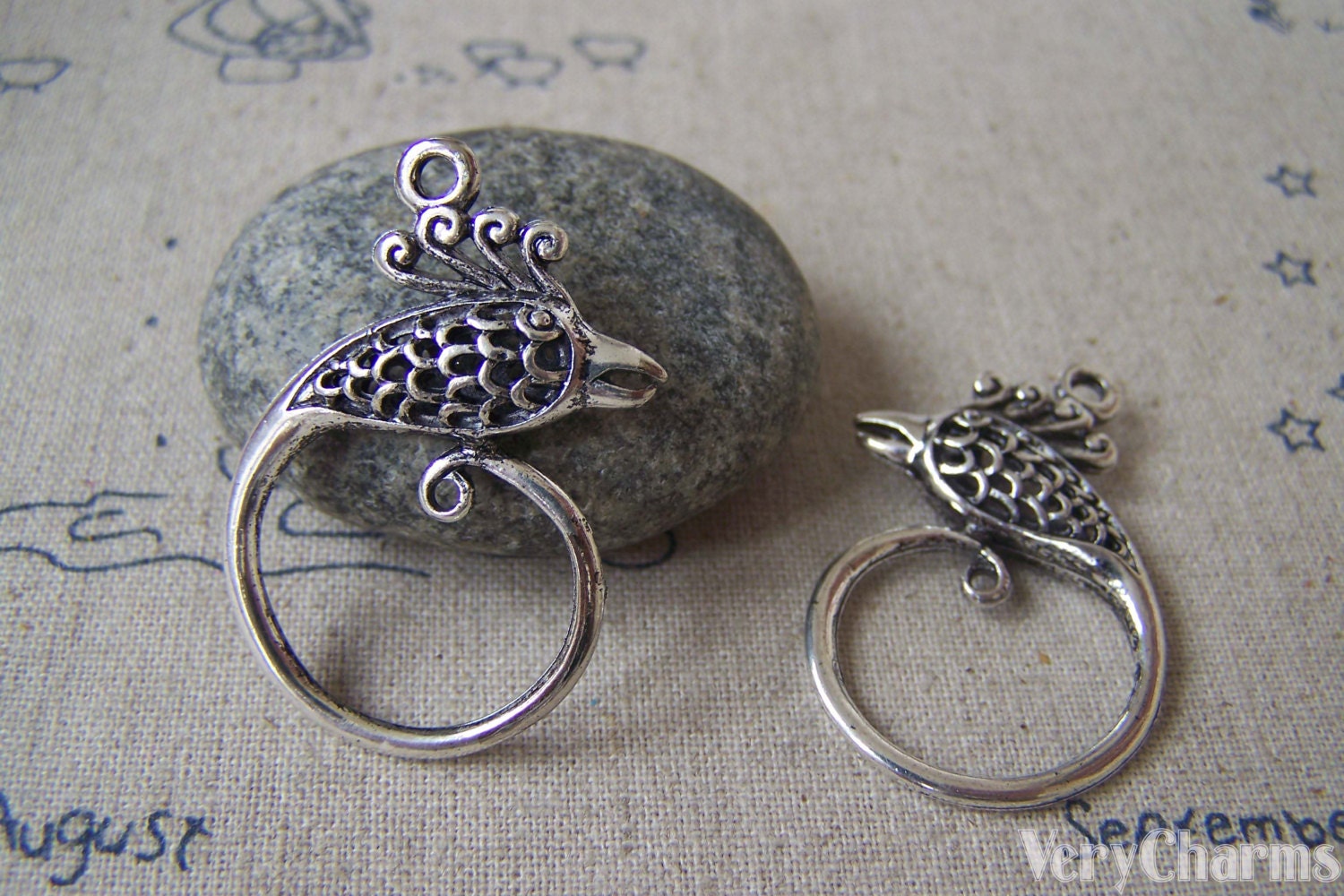 4 Pcs of Antique Silver Filigree Phoenix Earring Pendants - Etsy