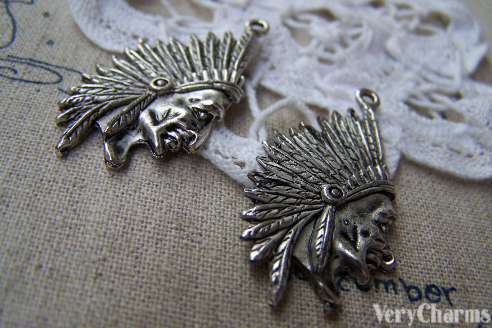 Indian Chief Charms Antique Silver Native American Pendants 30x55mm Set ...