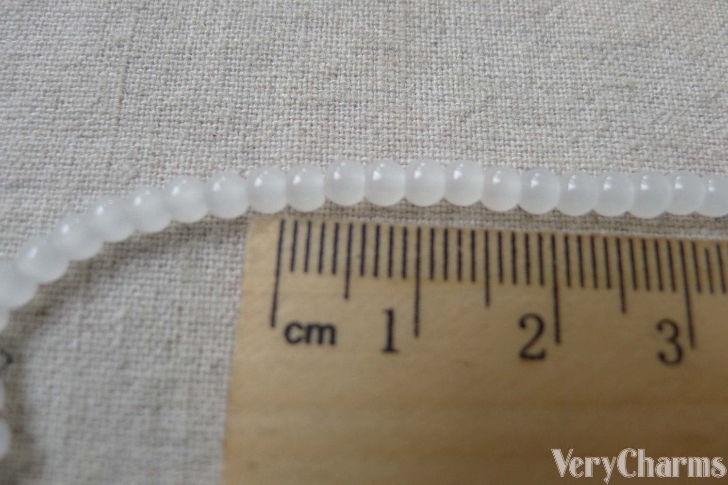 One Strand (80 Pcs) Crystal Glass White Jade Color Round Beads 3mm ...