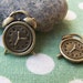 10 Pcs of Antique Bronze Alarming Heart Clock Charms 13.5x17.5mm A1641 ...