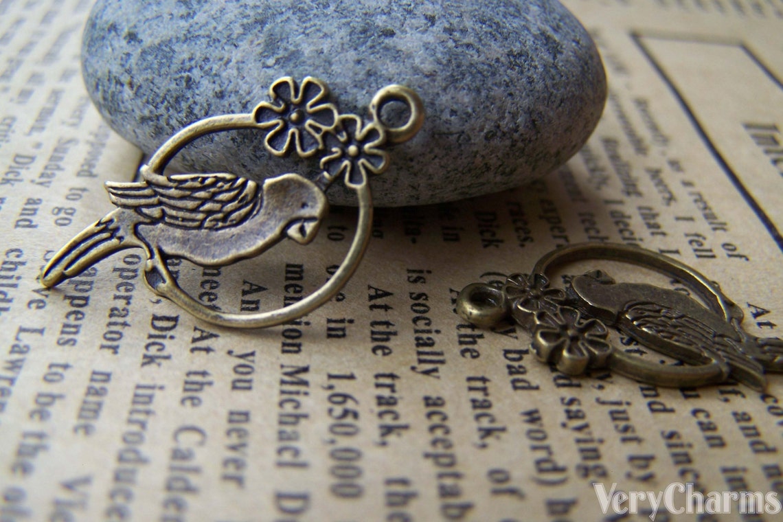 20 Pcs of Antique Bronze Parrot Ring Charms 15x28mm A296 - Etsy