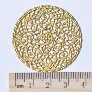 6 Pcs Raw Brass Filigree Large Flower Round Embellishments 40mm A9015 ...