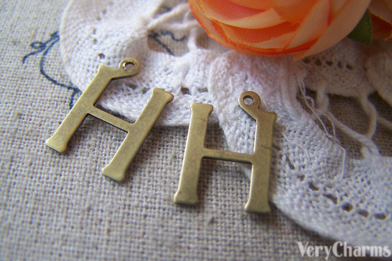 10 Pcs of Antique Bronze Brass Alphabet Letter H Charms 10x15mm A2413 ...