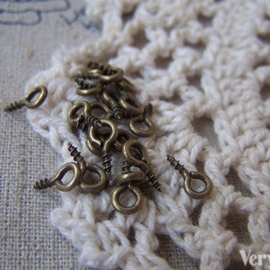 Mini Screw Eye Pins Antique Bronze Eye Hook Bail 4x8mm 19 Gauge Set of ...