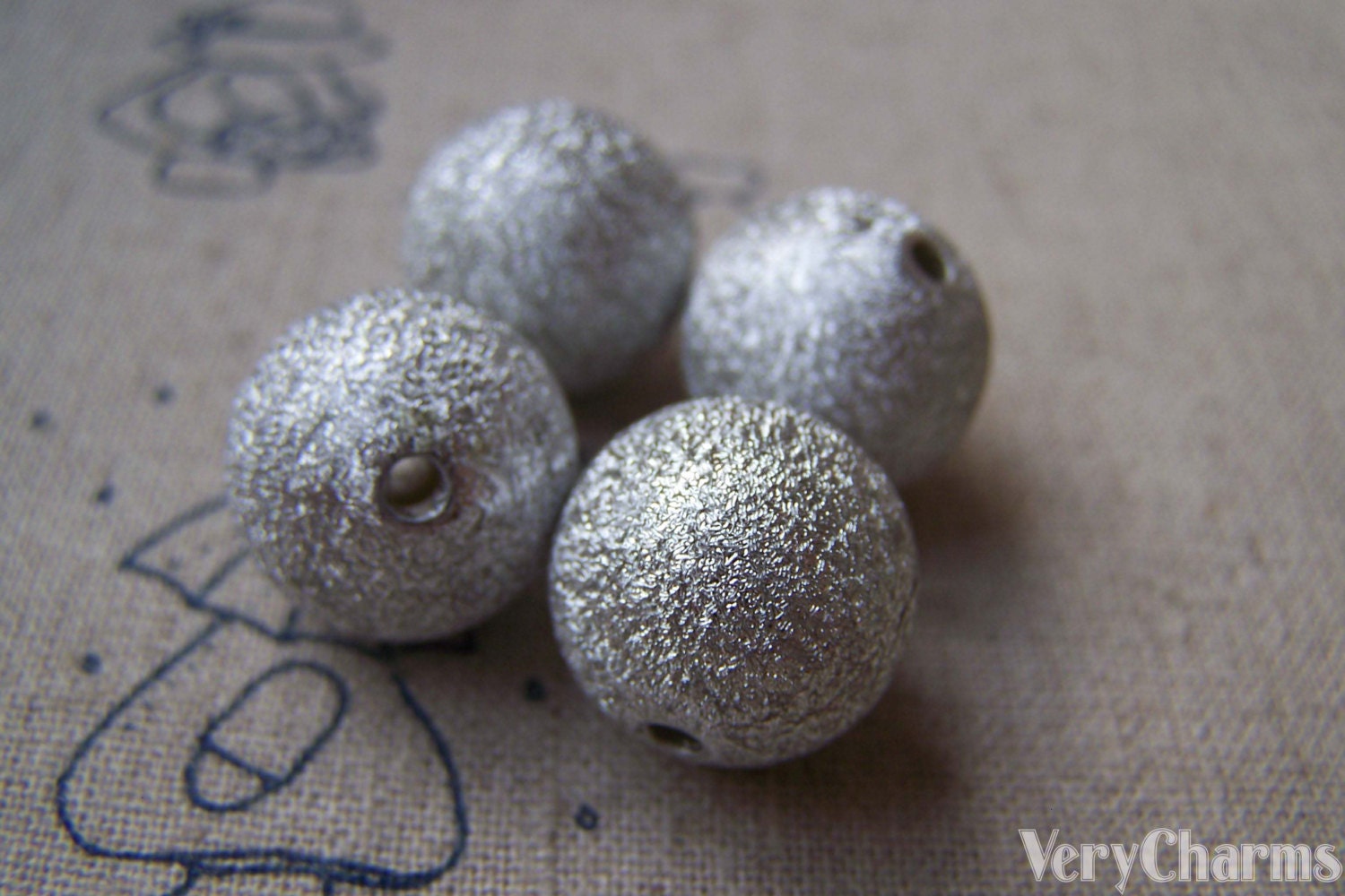 10 Pcs Silver Plated Sand Star Dust Beads Texured Beads 16mm A3867 - Etsy