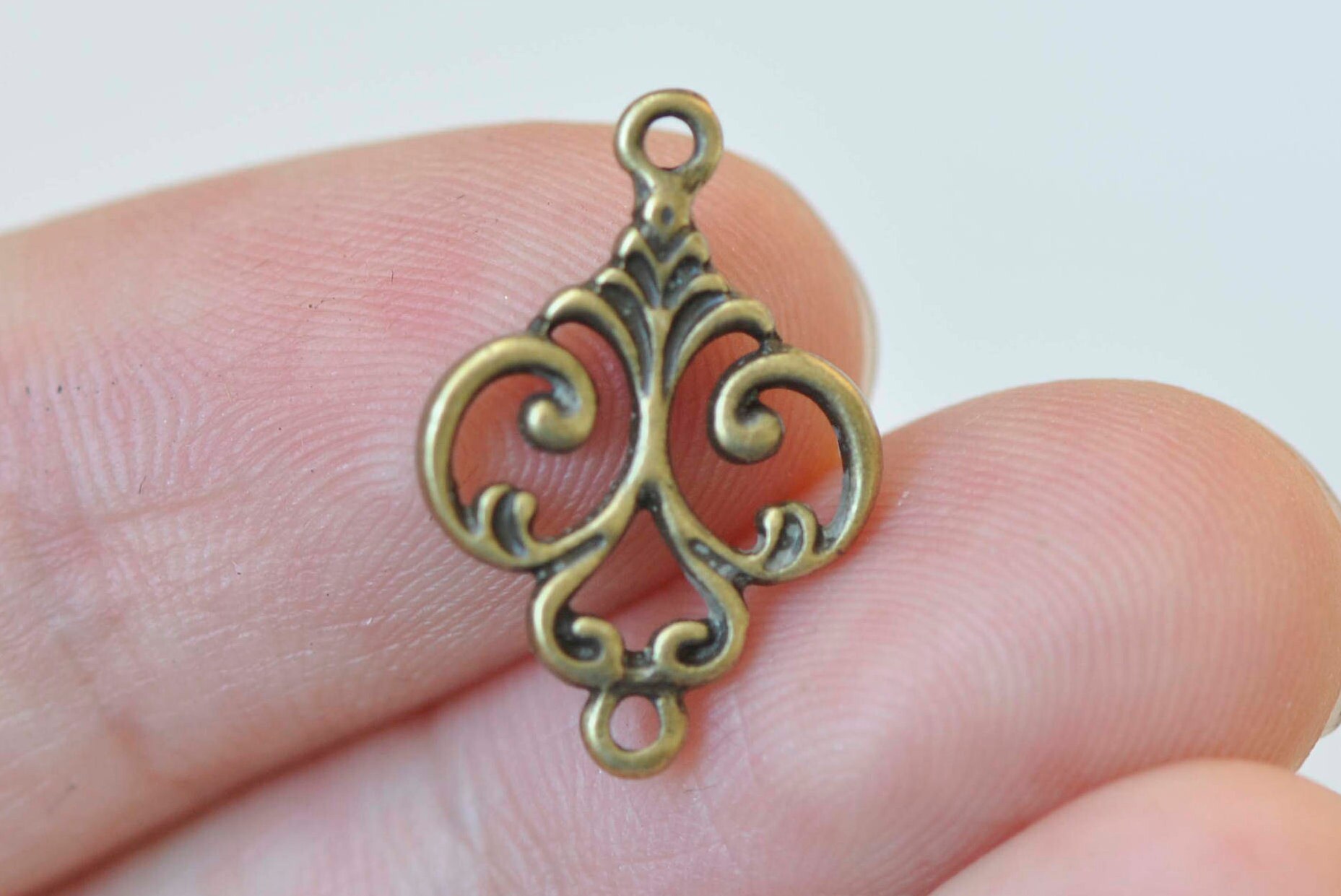 Antique Bronze/silver Fancy Connector Charms 13x19mm Set of 20 - Etsy