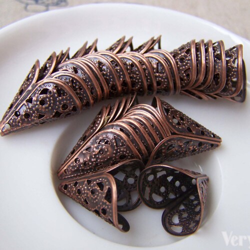 Bead Caps 50pcs Silver Metal Flower Filigree Bead Cones - Jewelry ...