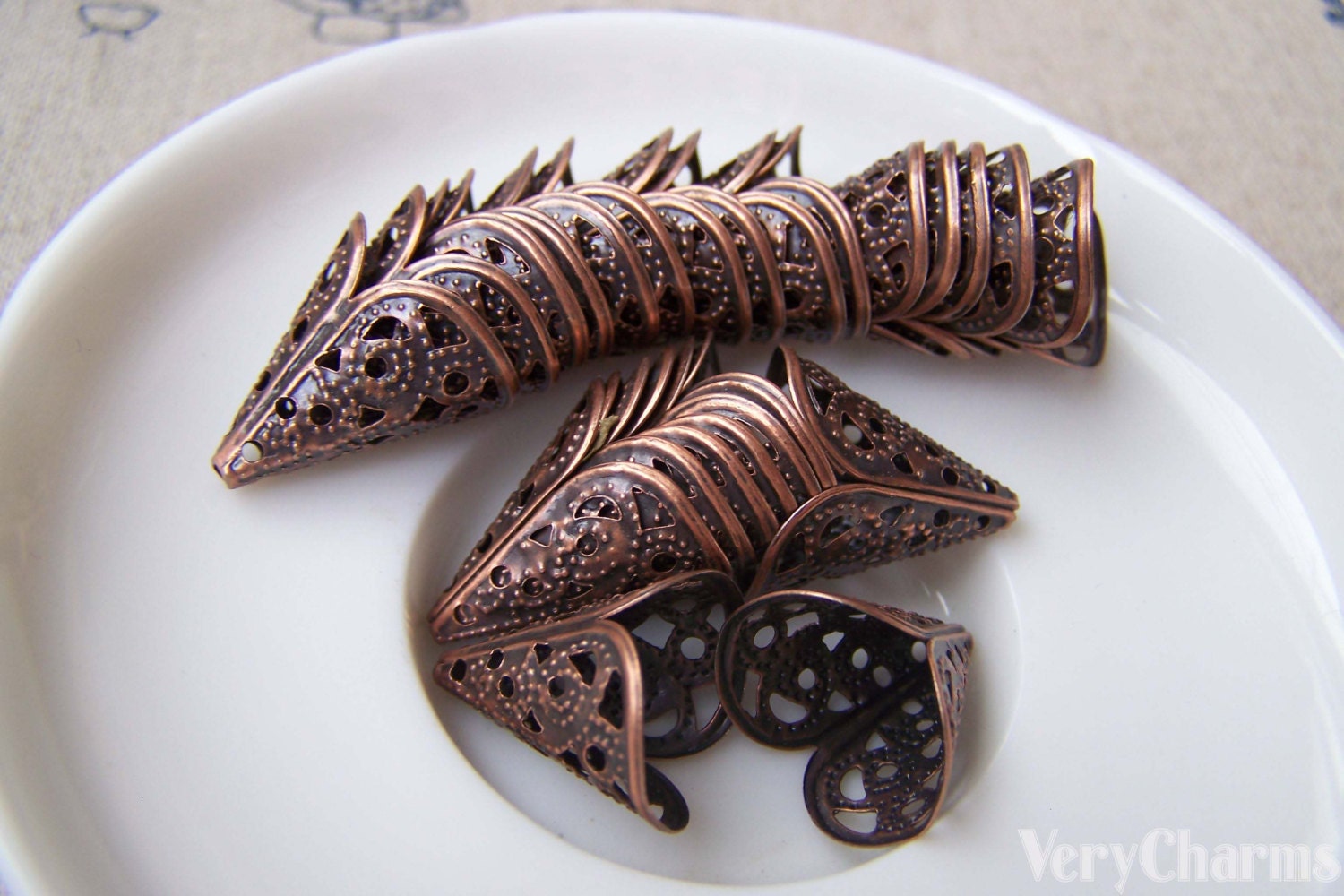 100 Pcs of Antiqued Copper Filigree Cone Bead Caps 16x16mm - Etsy