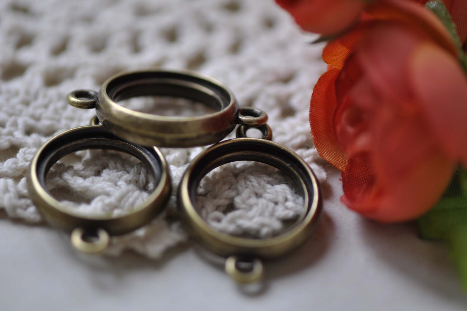 Double Sided Cabochon Connector Antique Bronze Round Loop Base - Etsy