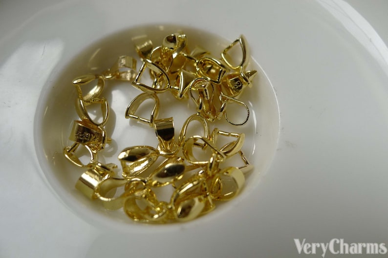 20 Pcs Gold Tone Brass Pinch Bail Snap Bails Clasps 18KGP | Etsy